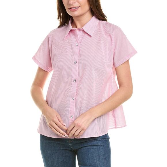 CAbi | Tops | Cabi Pip Top Candy Stripe Pink White 0 Cotton Aline Boxy ...